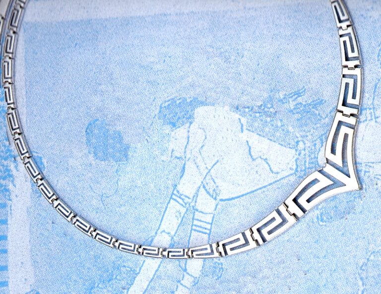 Greek Key Meander Necklace with V shape | Hellenic Art