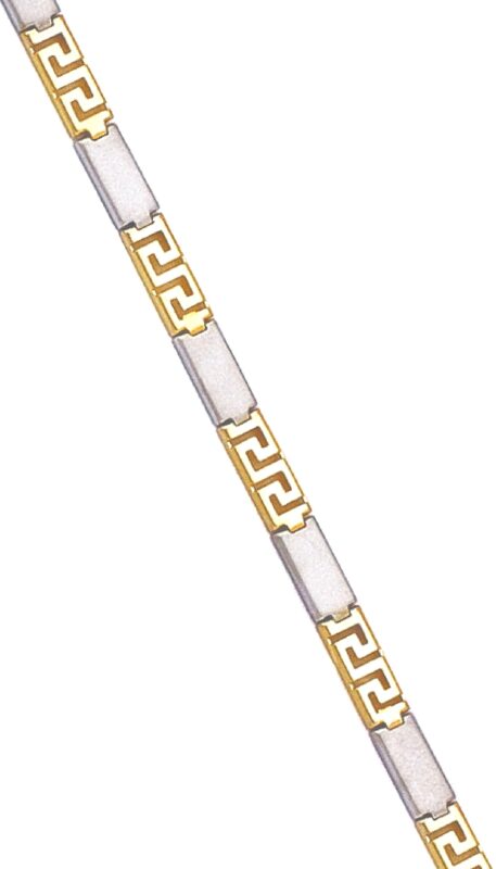 Classic Greek Key Meander Bracelet | Gold & White Gold | Hellenic Art