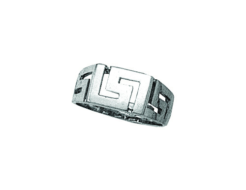 White Gold Greek key band ring | Hellenic Art