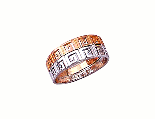 Gold & white gold Greek key two band ring | Hellenic Art