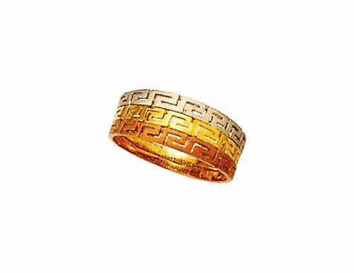 Gold & white gold Greek key three band ring | Hellenic Art