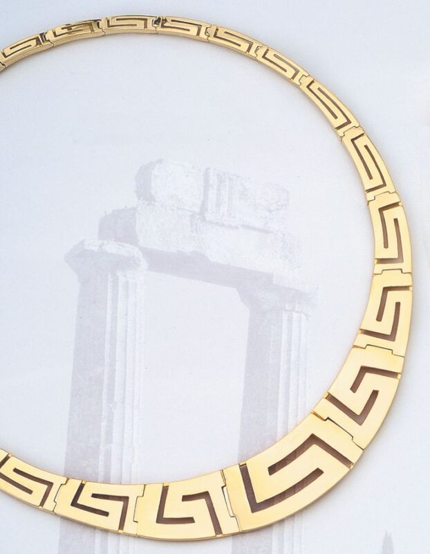 Gold Greek Key Meander Tribal Necklace | Hellenic Art
