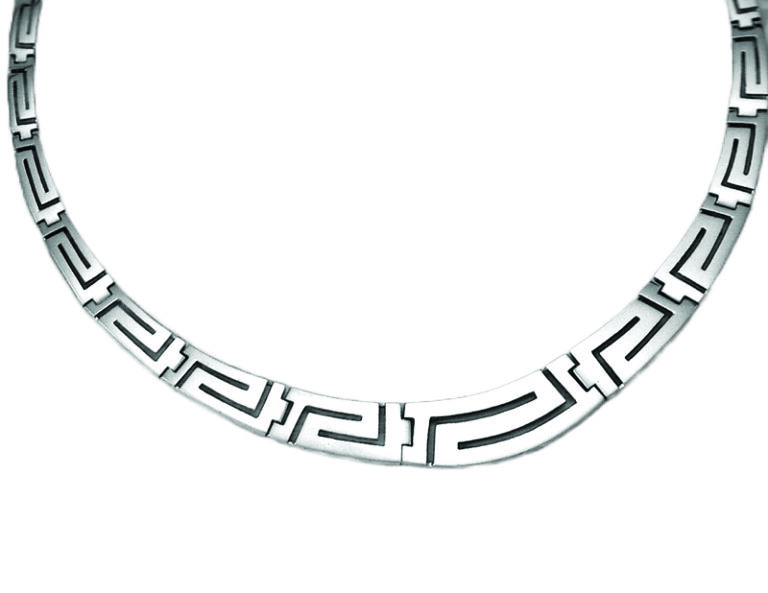White Gold Greek Key Meander Necklace | Amazing | Hellenic Art