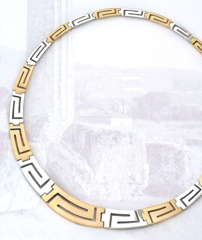 Gold & White Gold Greek Key Meander Jewelry | Hellenic Art