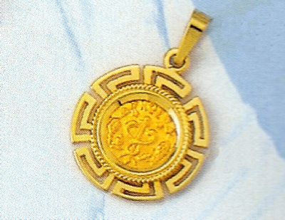 Gold Symbols of Greece Pendant | Hellenic Art