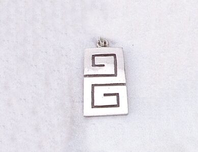 Meander Greek Key Pendant in White Gold | Hellenic Art