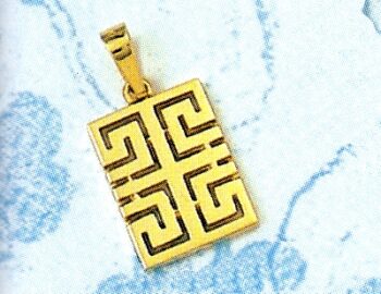 Gold Greek Square Key Meander Pendant | Hellenic Art