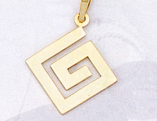 Gold Greek Key Meander Pendant | Hellenic Art