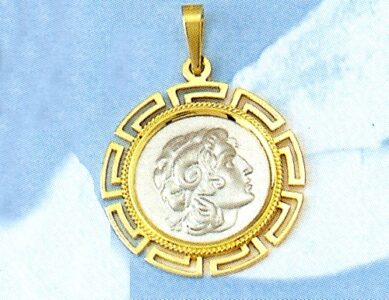 Gold & White Gold Pendant with Alexander the Great | Hellenic Art