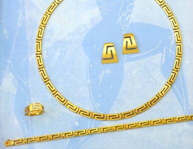 Greek Key Meander 14k Gold Jewelry Set | Hellenic Art