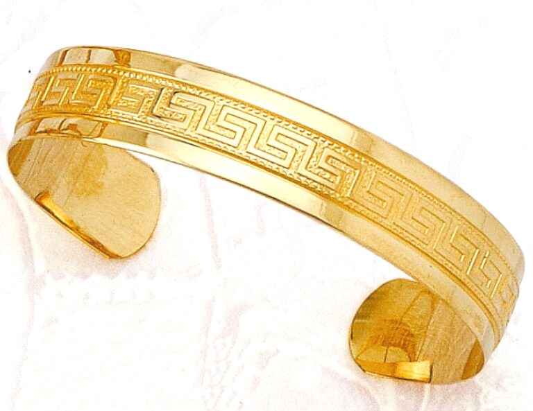 Gold Greek Key Meander Bangle | Hellenic Art